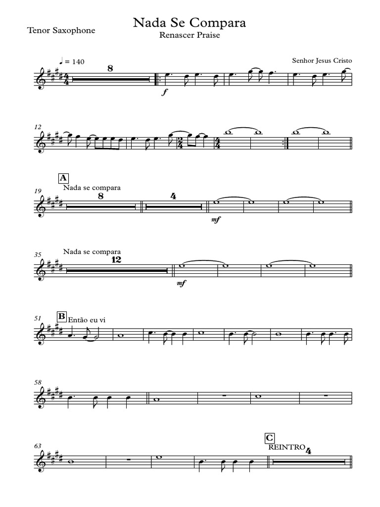 Nada Se Compara Final - Tenor Saxophone | PDF