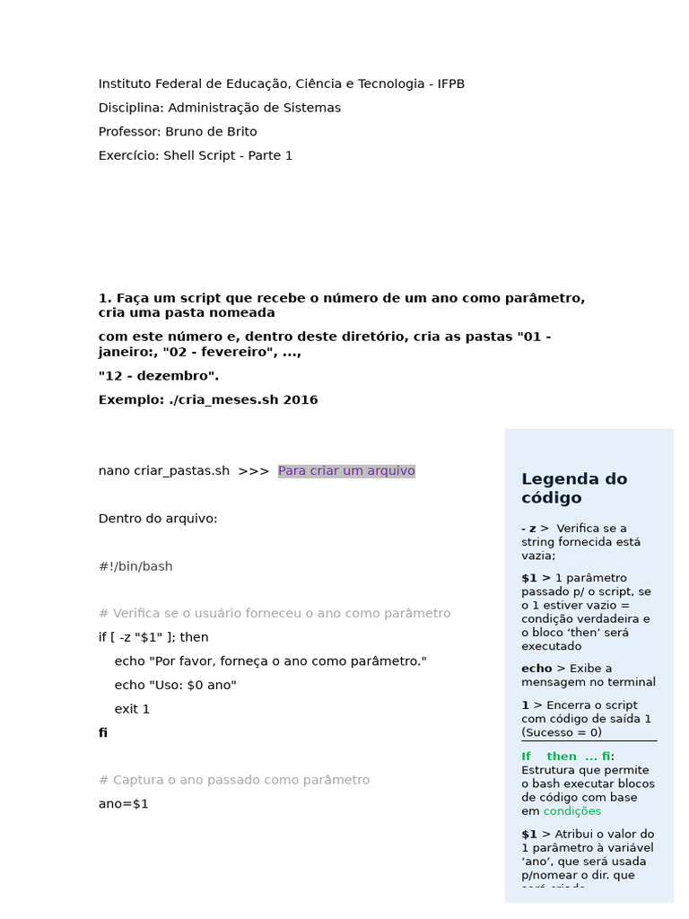 Atv. Shell Script Parte1 | PDF Atv. Shell Script Parte1 | PDF