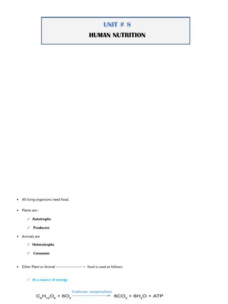 Unit 8 Human Nutrition | PDF