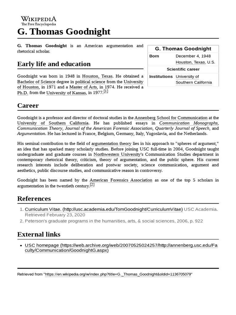 G. Thomas Goodnight | PDF