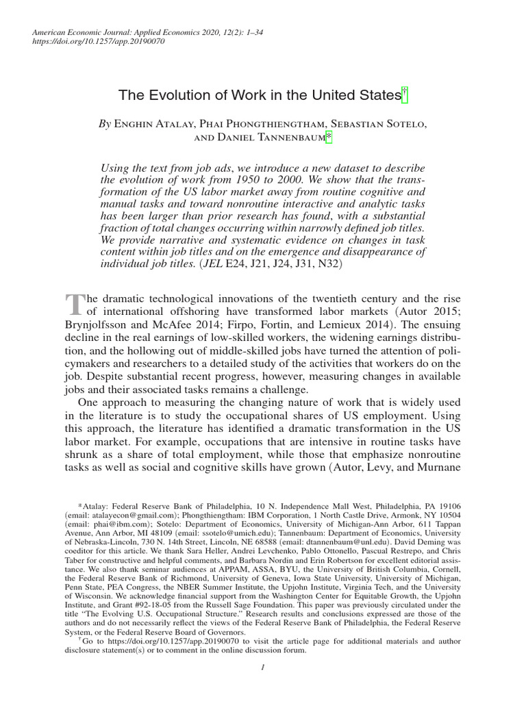 AEJ - The Evolution of Work | PDF