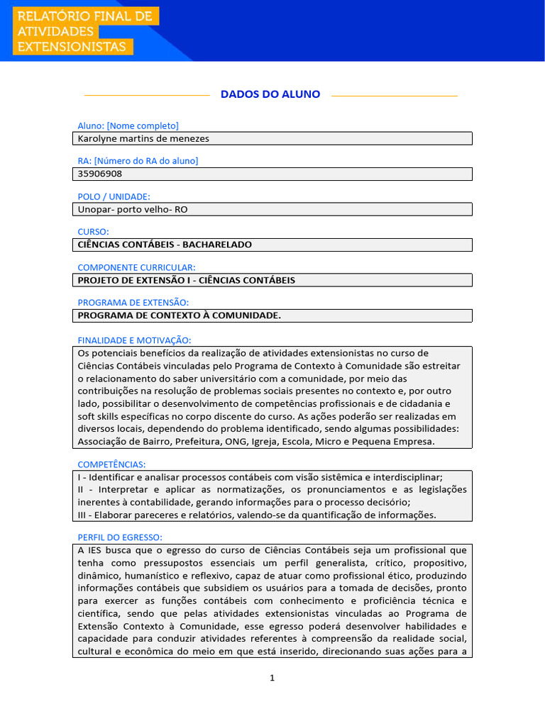 Atividade De Extensão Pdf