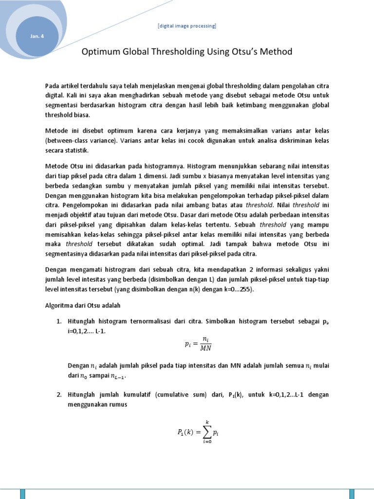 Image Thresholding Using Otsu | PDF