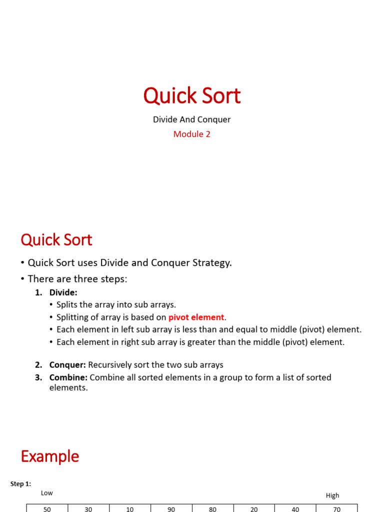 Module 2 Quick Sort | PDF