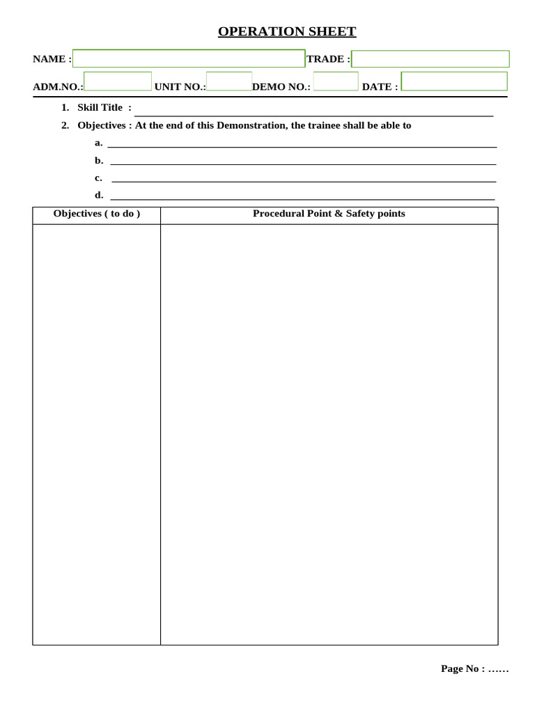 Operationsheet | PDF