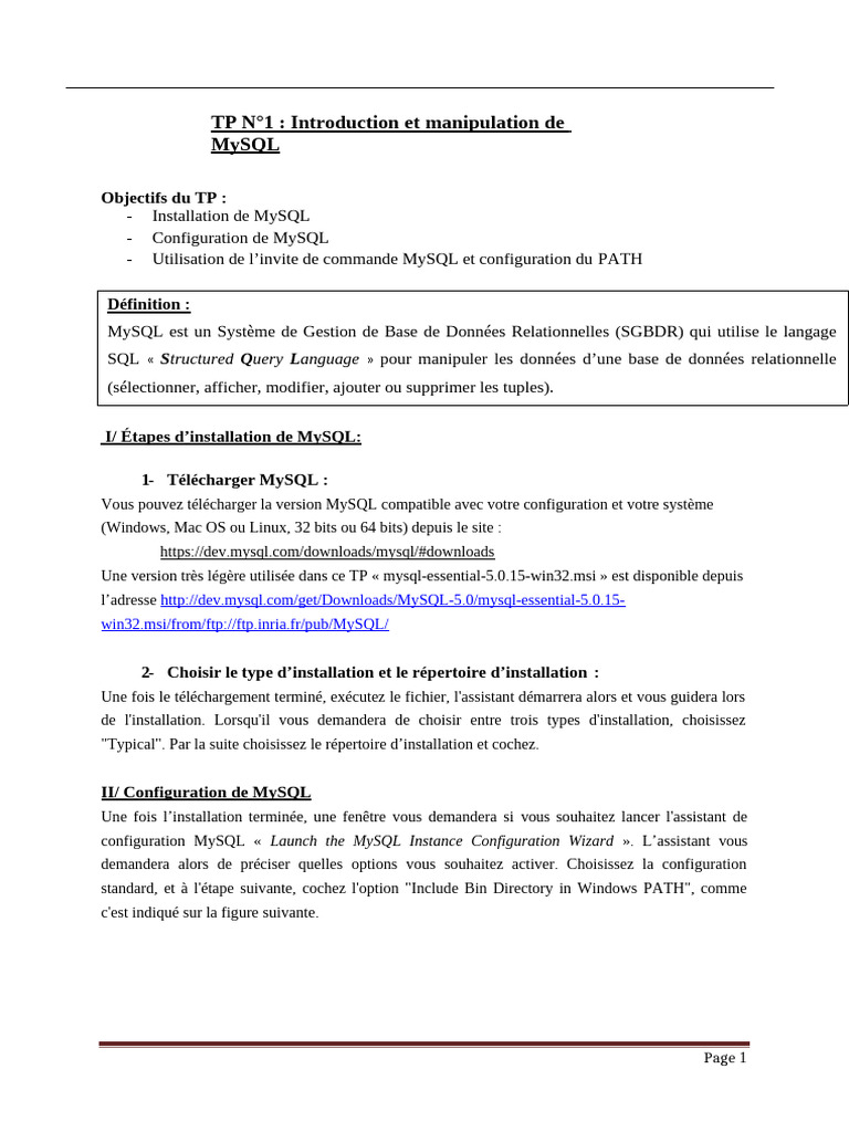 Enoncé Tp1 Bd | PDF