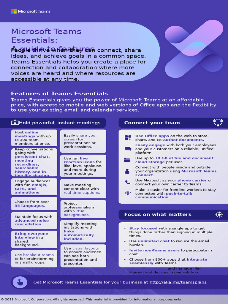 Teams-Essentials-Features-Sheet | PDF