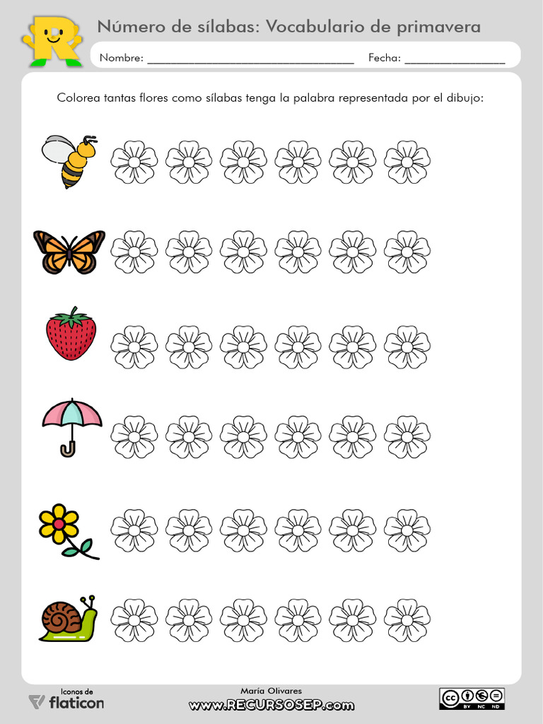 Silabas Vocabulario Primavera | PDF