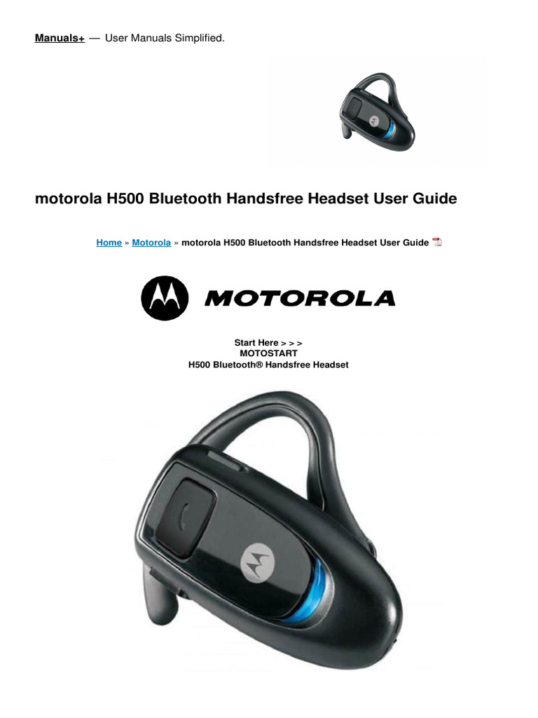 h500 Bluetooth Handsfree Headset Manual | PDF | Bluetooth | Telephone