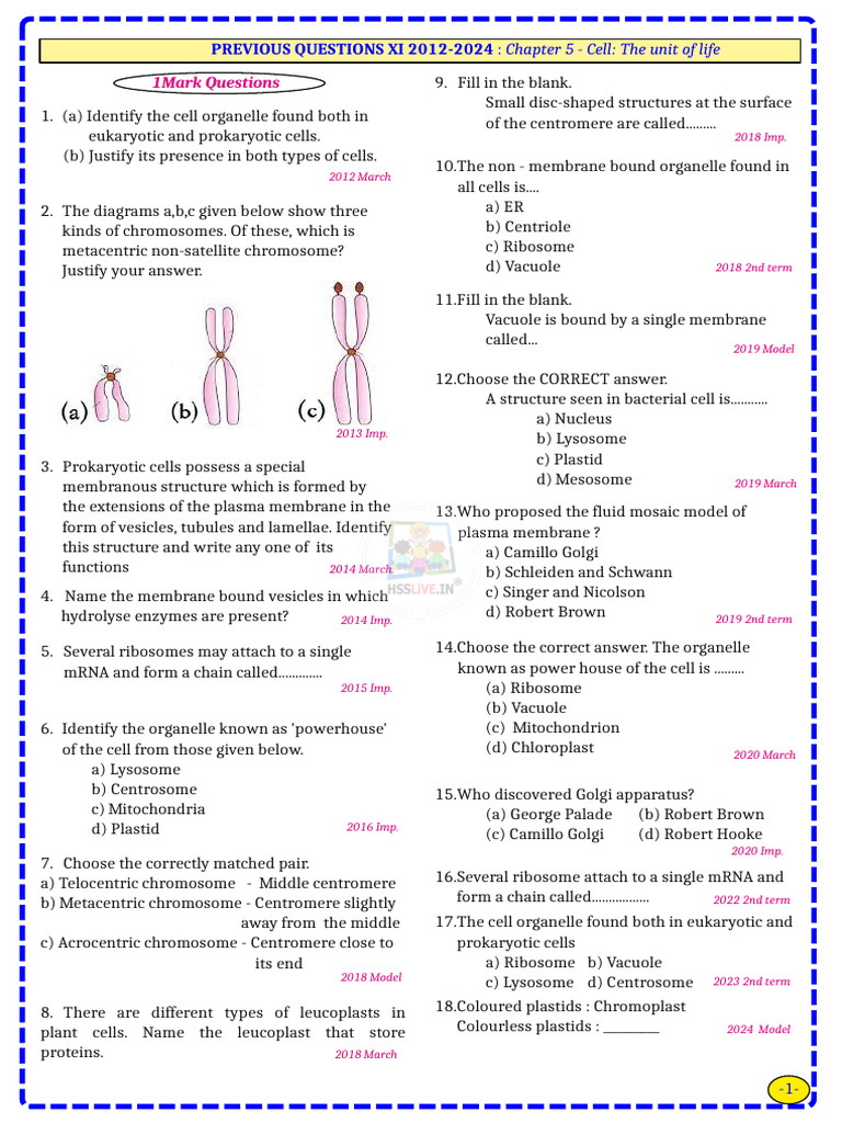 Chapter 5 Cell - The Unit of Life With Key | PDF