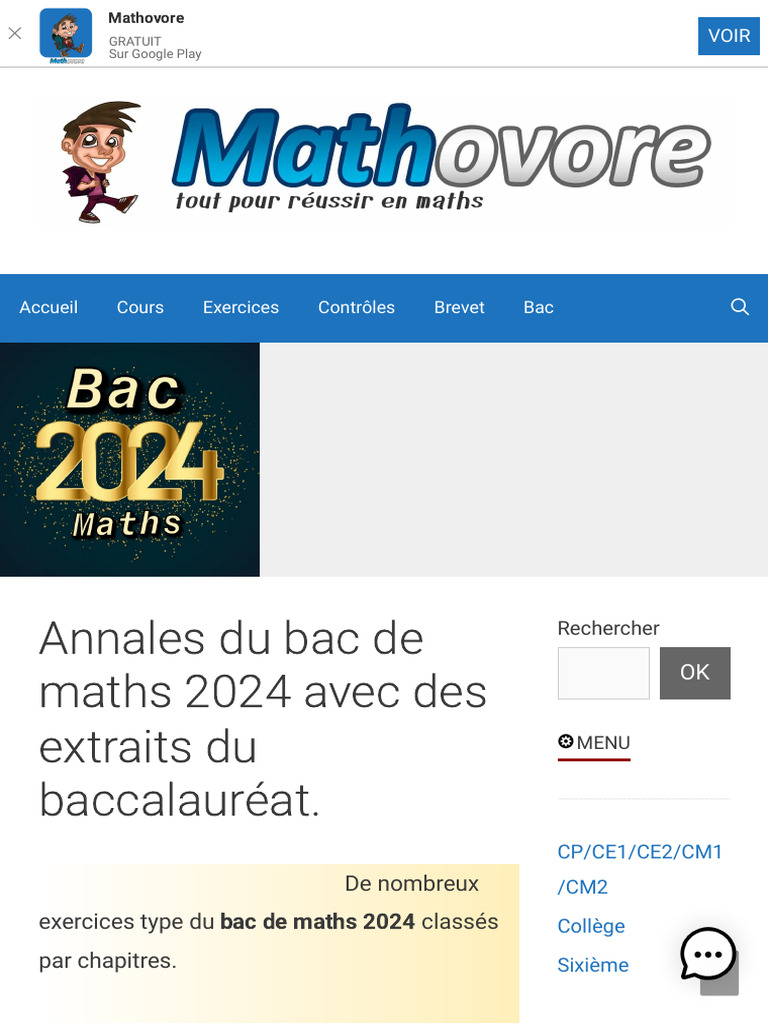 Annales Du Bac de Maths 2024 Avec Des Extraits Du Baccalauréat | PDF