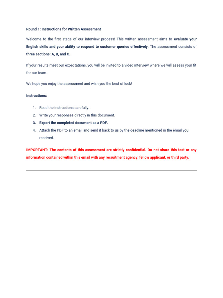 Round 1 - Instructions For Written Assessment - Q2 2024 | PDF