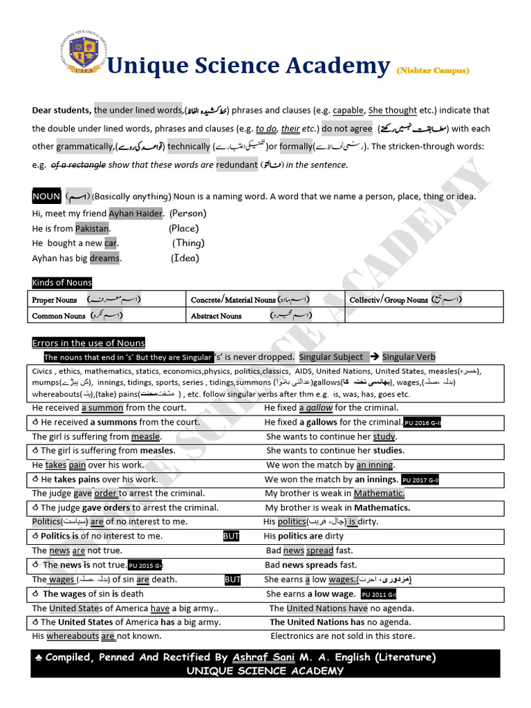 Notes For Correction USSA | PDF