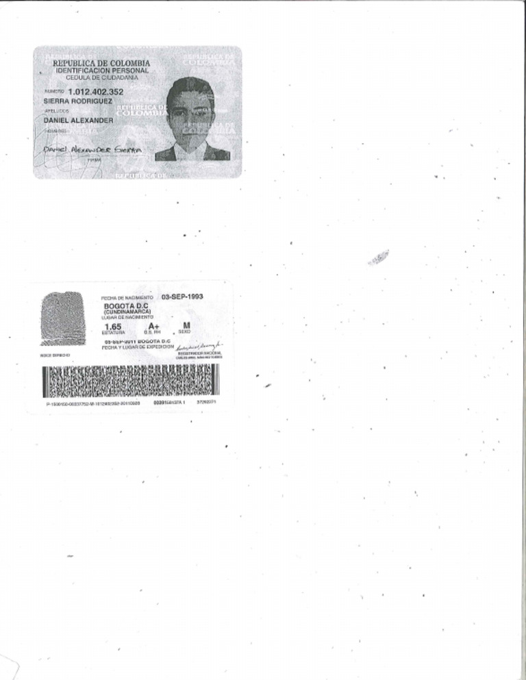 Cedula Daniel Sierra - Primera Entrega | PDF