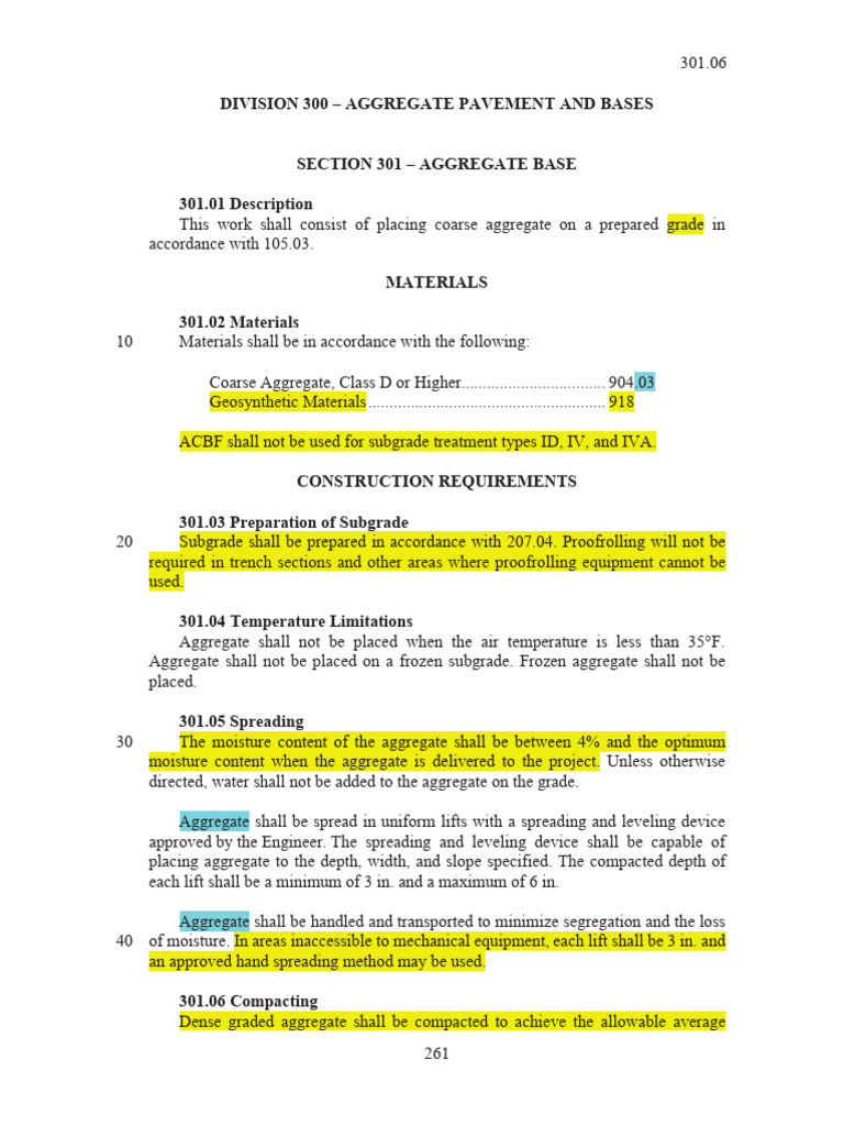 Division 300 - Aggregate Pavement and Bases | PDF