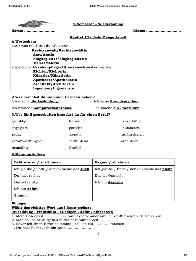 German Homework | PDF