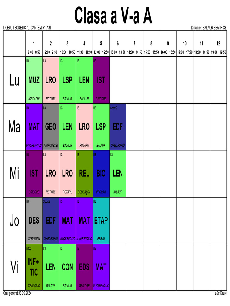 LTDC Orar Clase Sept2024 | PDF
