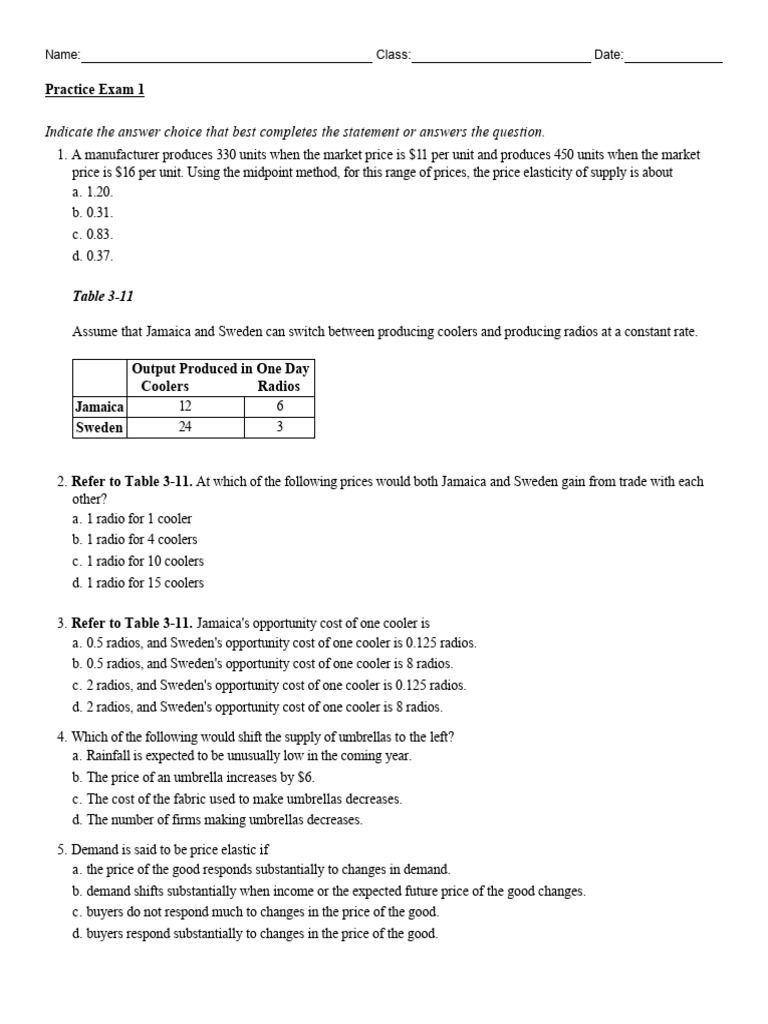 101 Practice Exam 1 | PDF