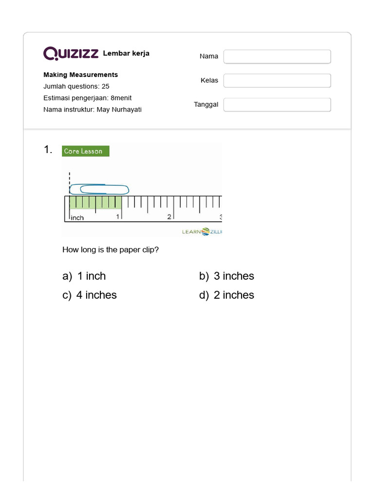 Making Measurements _ Quizizz | PDF