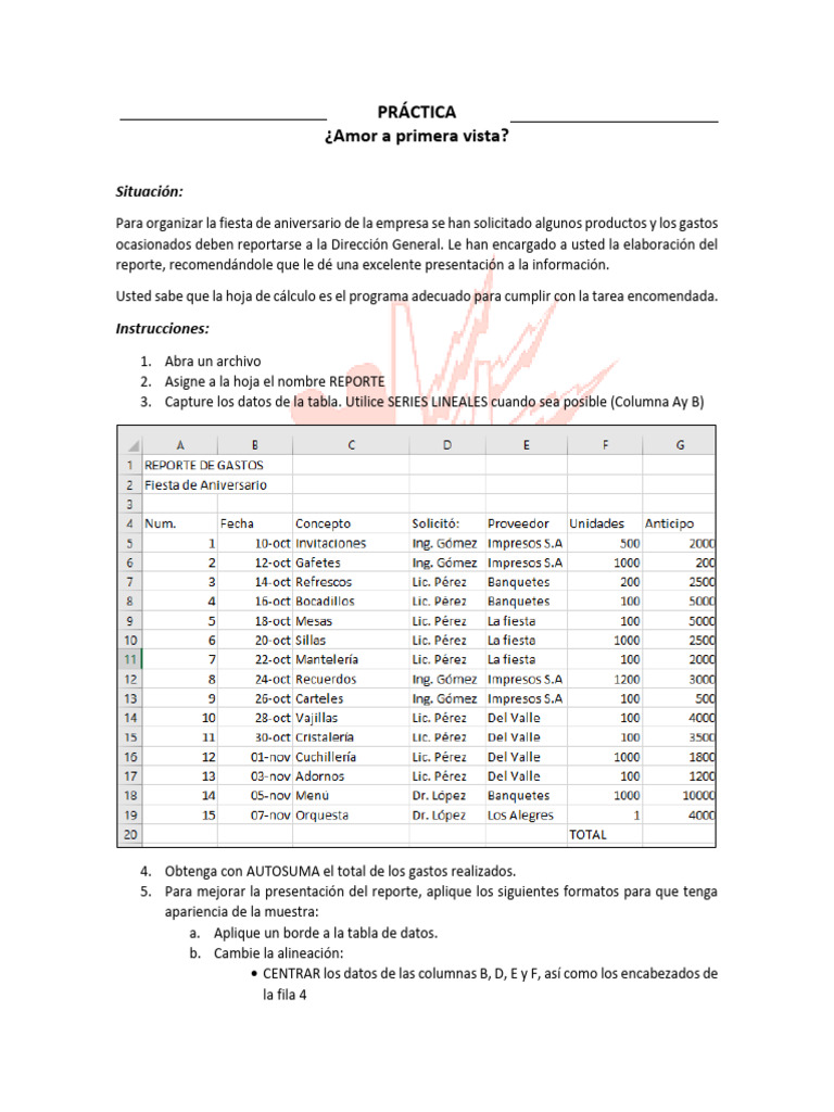 Practicas de Excel fórmulas | PDF