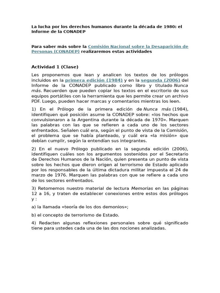 La CONADEP La Lucha Por Los Derechos Humanos Durante La Década de 1980 ...