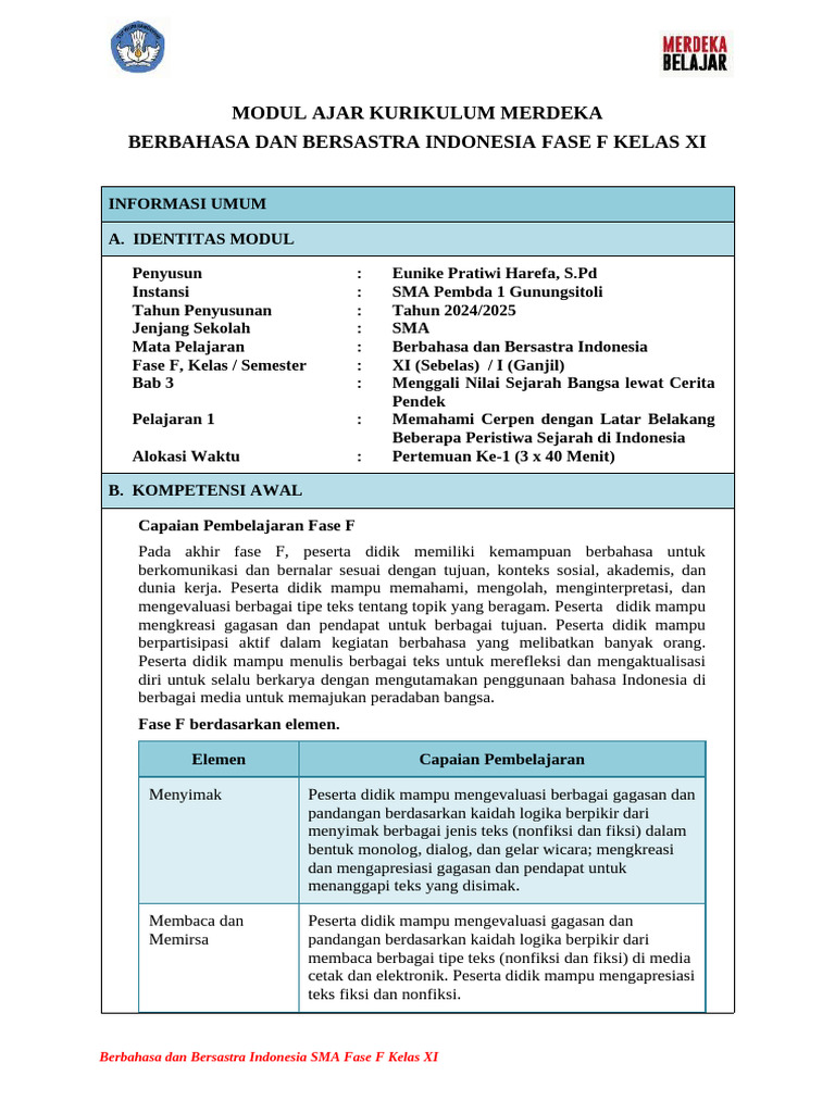 Modul Ajar BIND Bab 3 | PDF