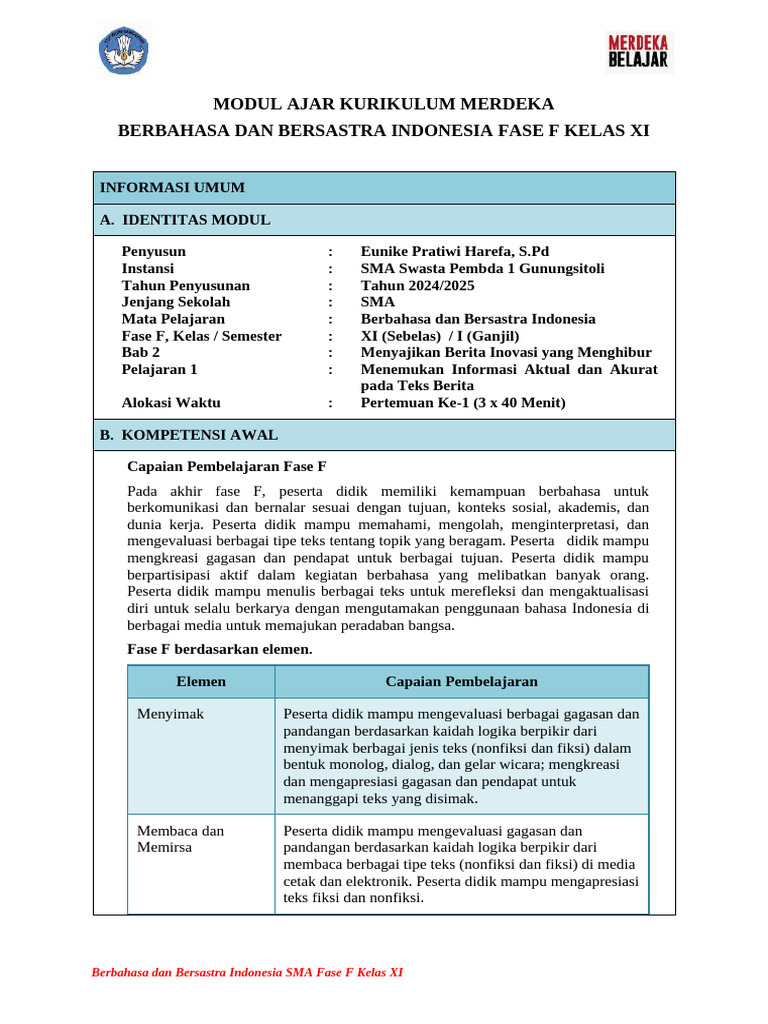 Modul Ajar BIND Bab 2 | PDF