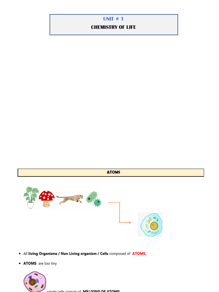 Unit 1 Chemistry of Life | PDF