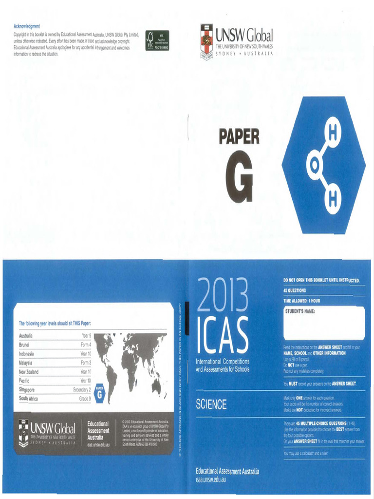ICAS Science G 2013 A3 | PDF