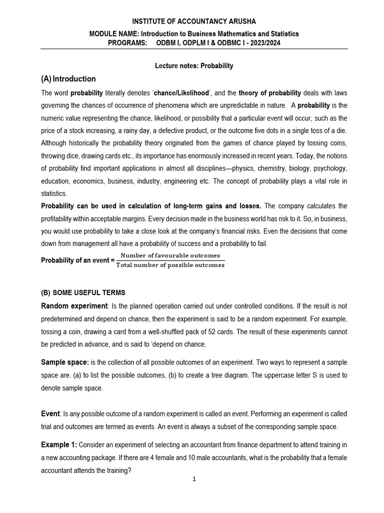 Lect 7 Probability | PDF