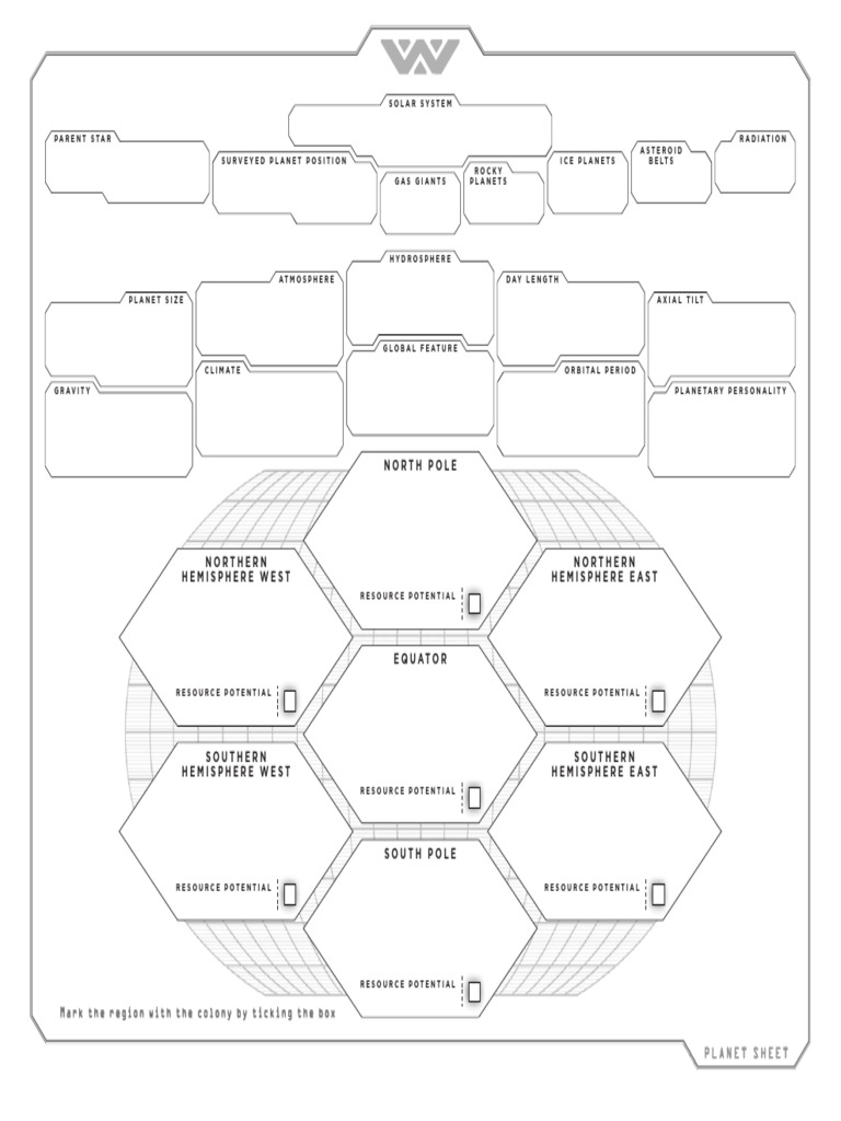 ALIEN RPG-Building Better Worlds Planet Sheet PF | PDF