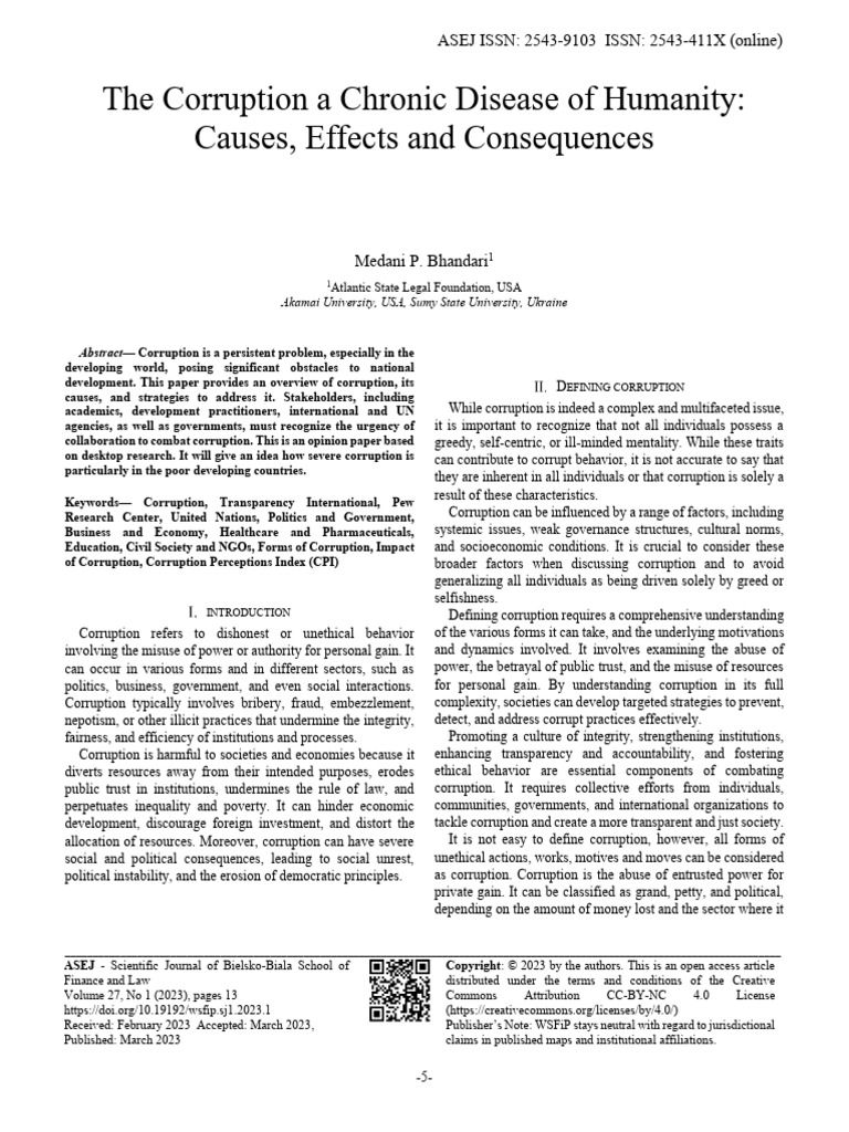 Corruption: A Chronic Disease of Society | PDF | Political Corruption ...