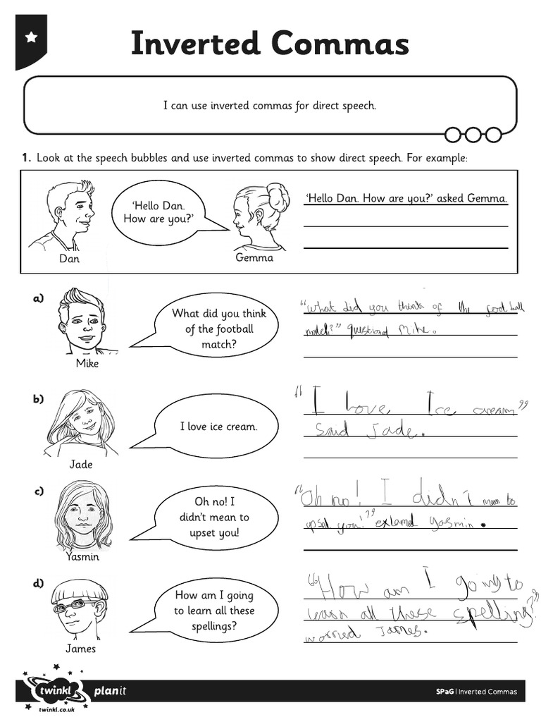 Activity Sheet Inverted Commas | PDF