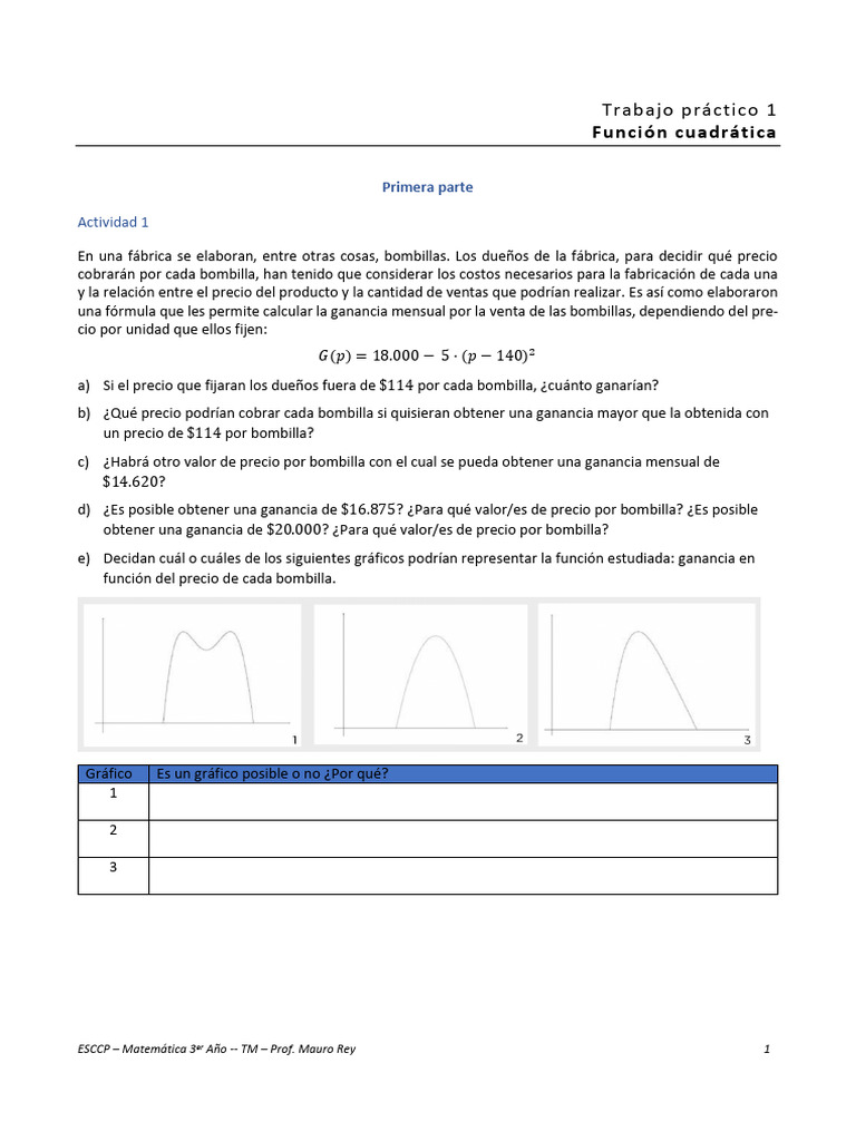 TP 1-Función Cuadrática | PDF