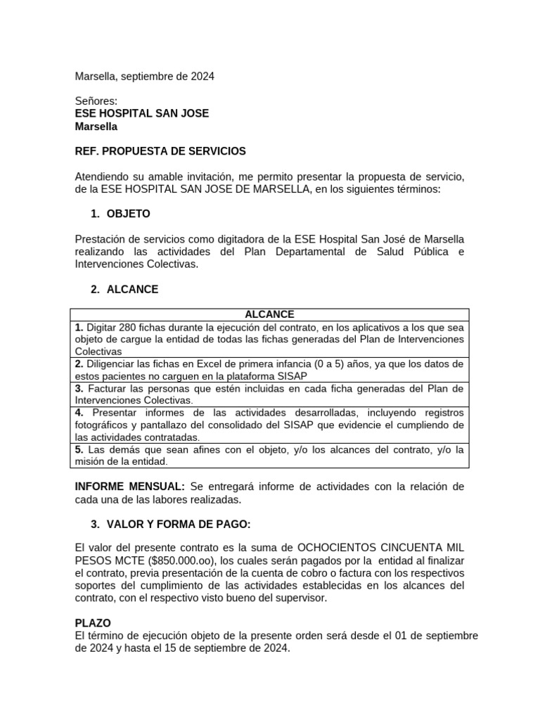 Propuesta Documento Sobre de Propuestas | PDF