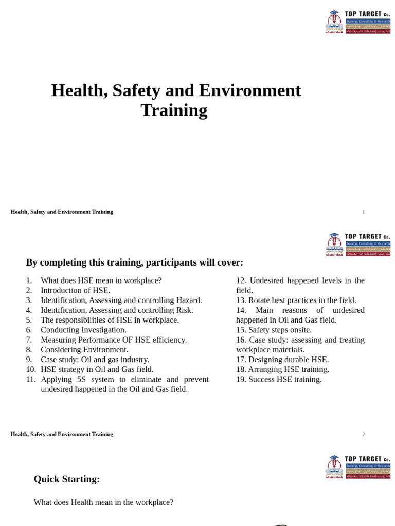Health, Safety and Environment Training June 2 | PDF