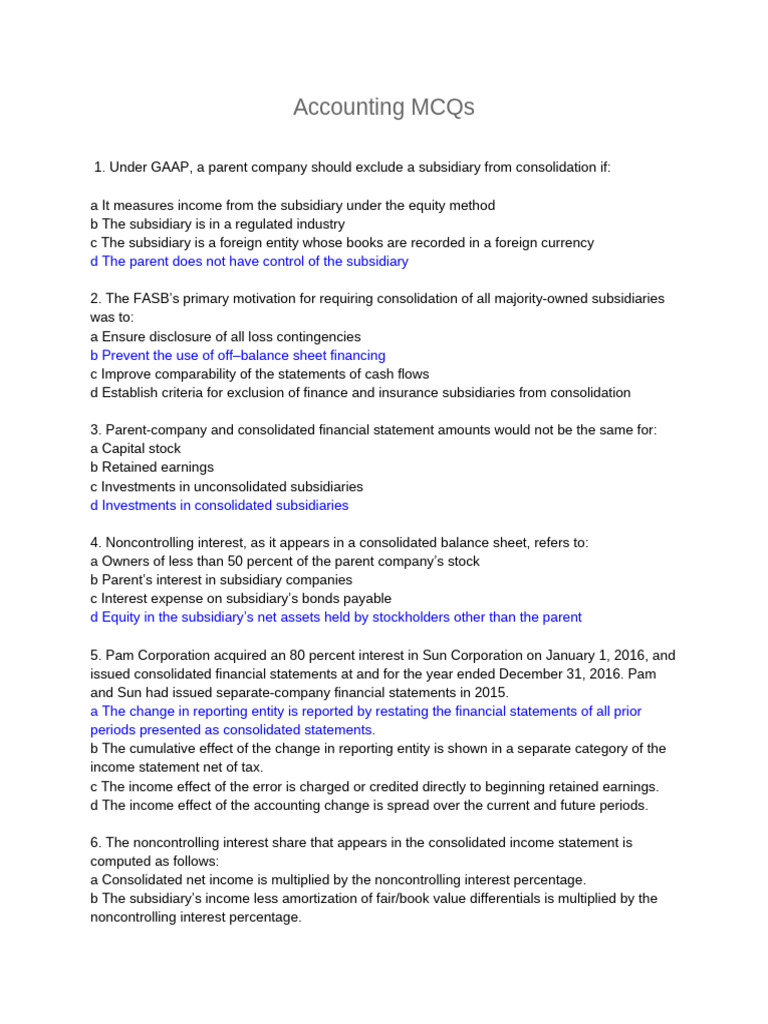 Accounting MCQs | PDF