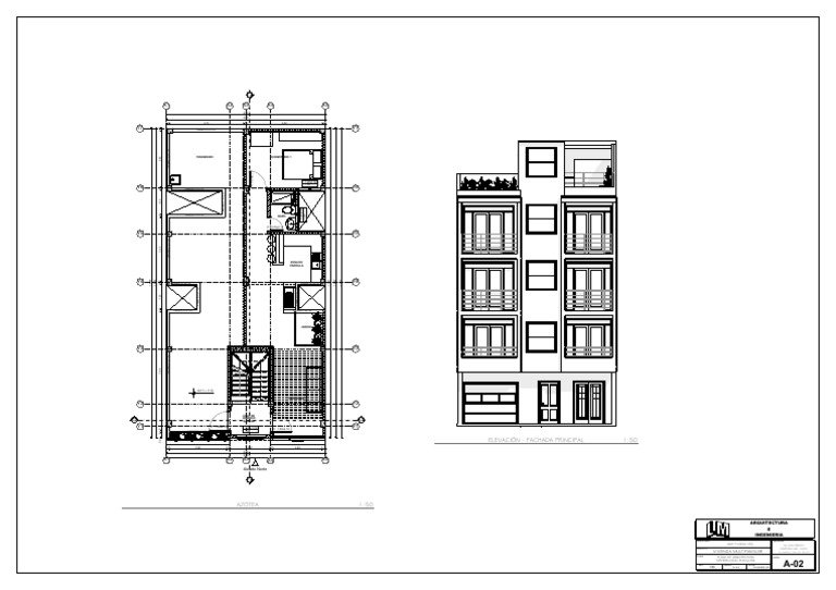 Plano de Distribución y Elevacion A-02 | PDF