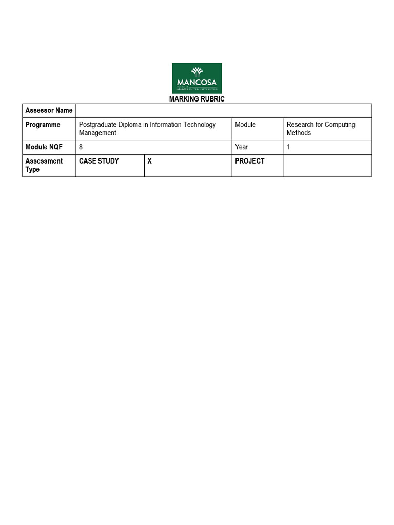 Rubric CSTUDY Jul24 PGDIT RFCM8 Final 20240625103417 | PDF