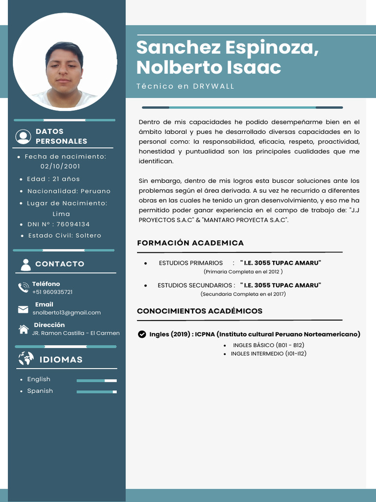 CV - Nolberto Espinoza Sanchez | PDF