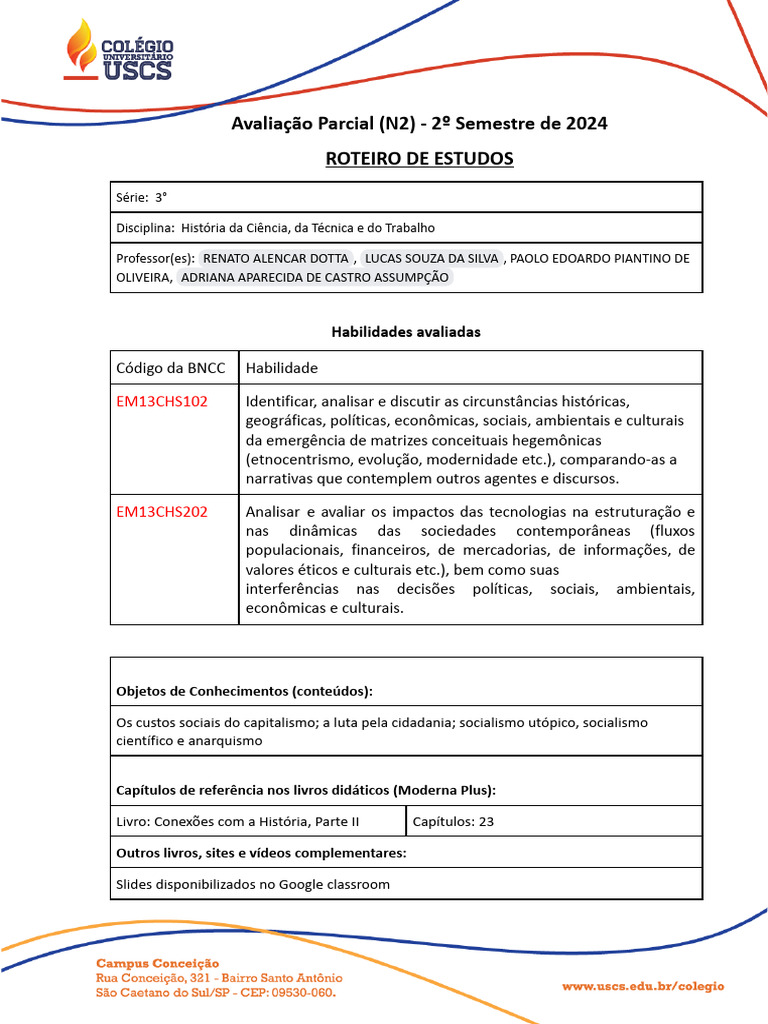 Roteiro de Estudos - N2 - Hist-Ria Da Ci-Ncia - Da T-Cnica e Do Trabalho | PDF