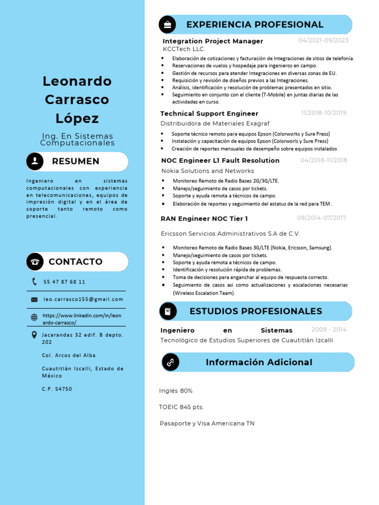 Leonardo Carrasco CV | PDF