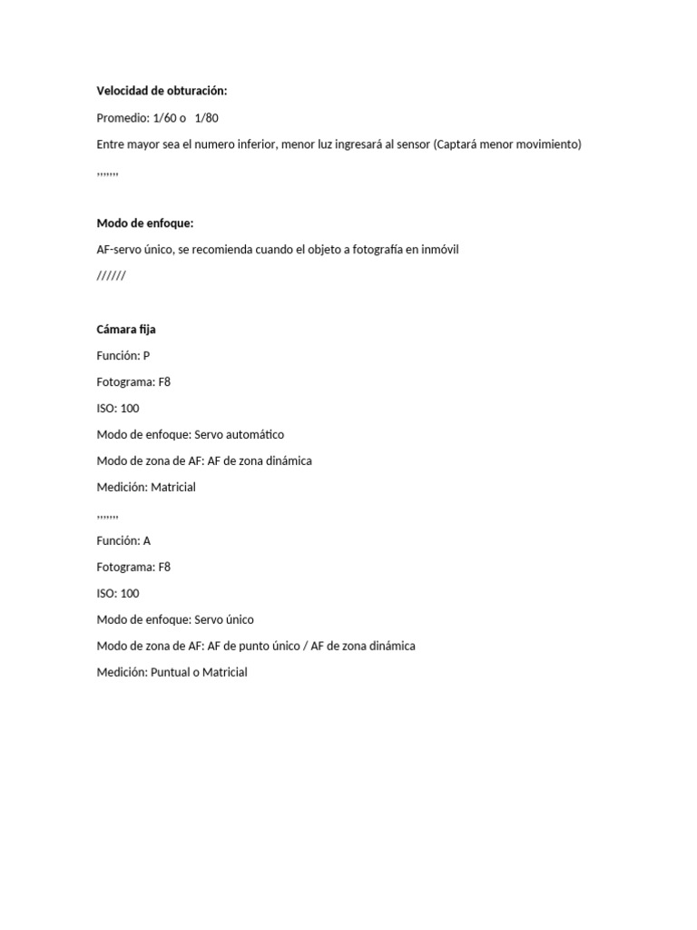 Configuración Cámara | PDF