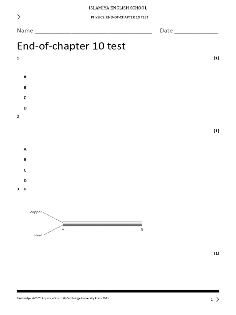 Physics Chapter 10 Test | PDF
