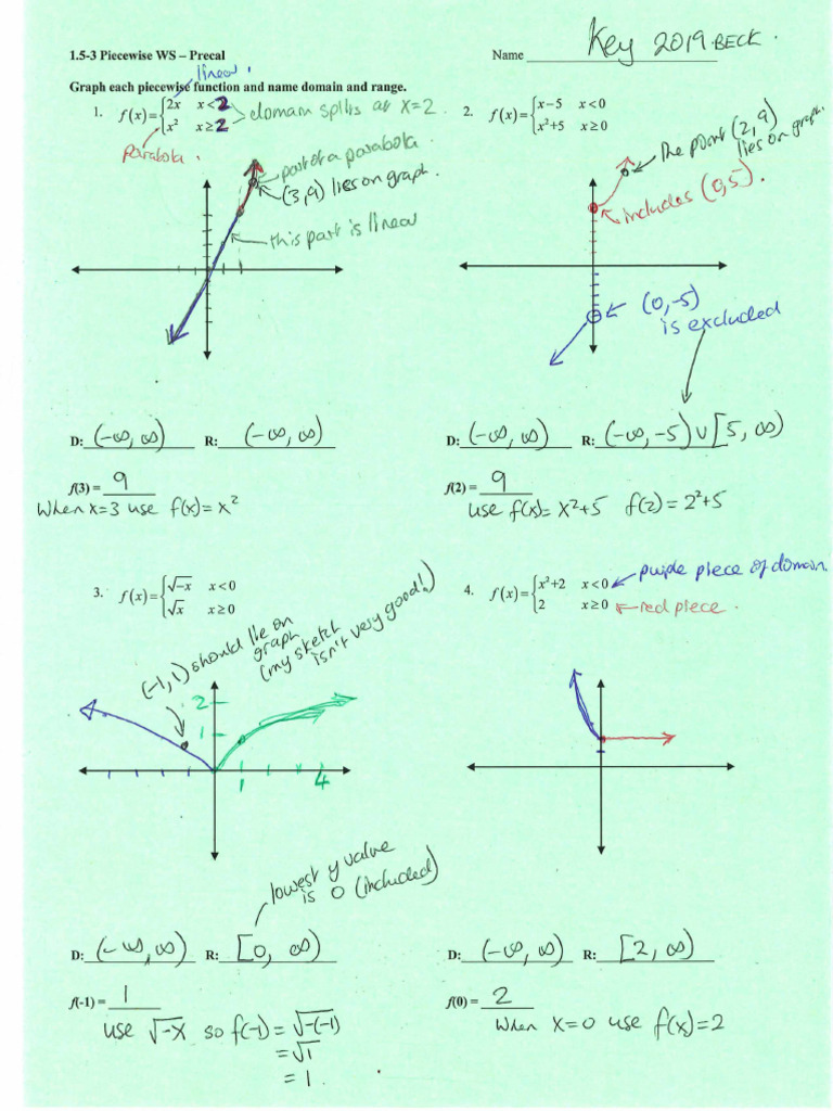 08-24 KEY HW Graphing Piecewise | PDF