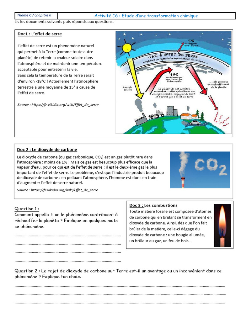 Semaines 11 Et 12 Classes 4e SPC Chapitre 6 | PDF