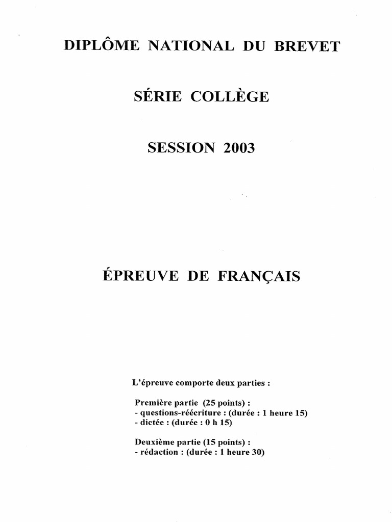 Sujet Francais | PDF