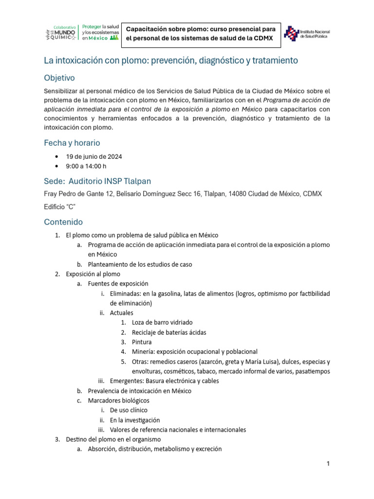 La Intoxicación Con Plomo: Prevención, Diagnóstico y Tratamiento | PDF