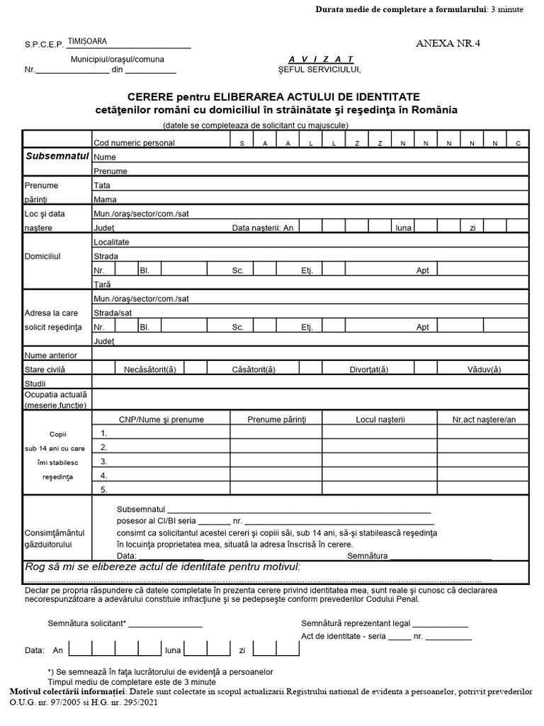 Anexa 4 Cerere Cip Crds | PDF
