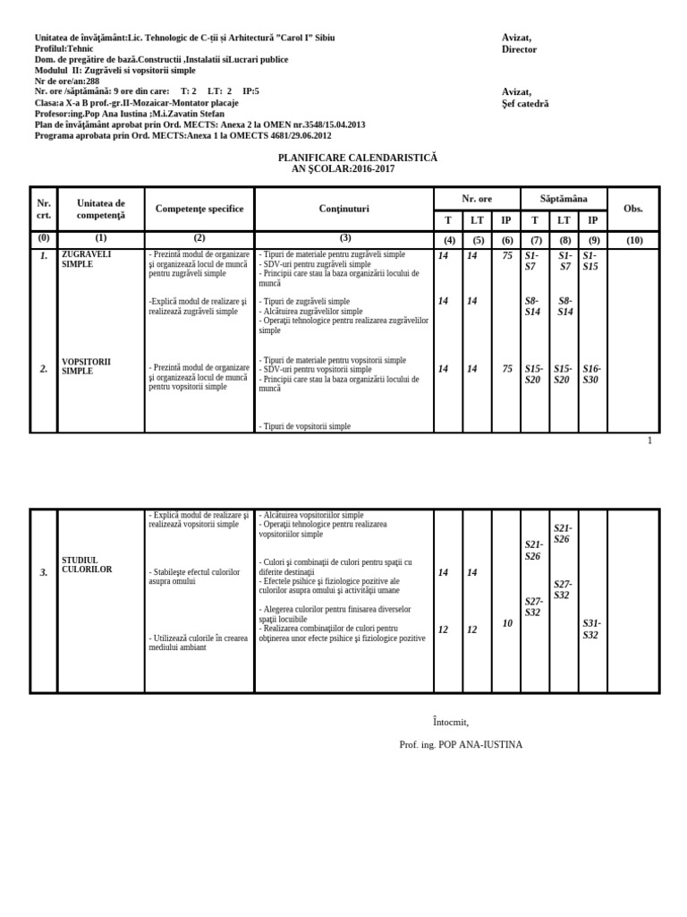 Planif. Zugrăveli | PDF